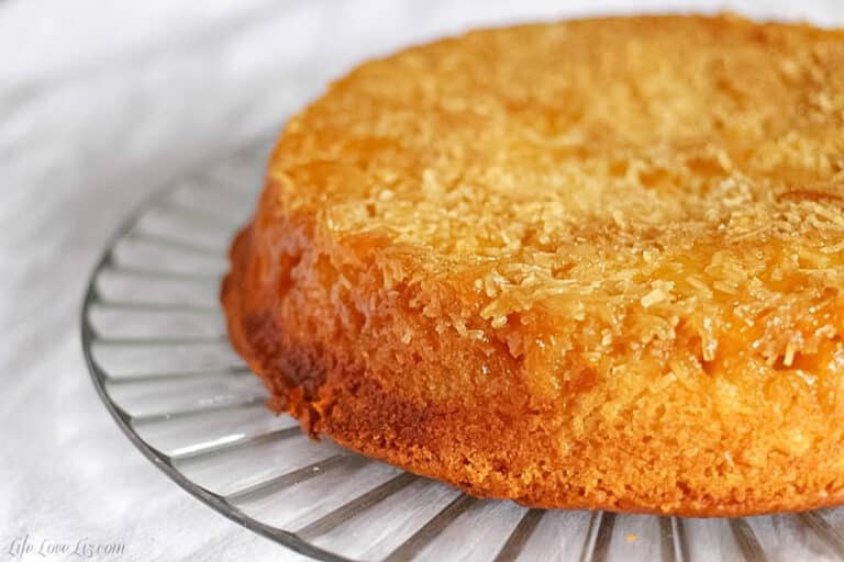 Coconut-Peach Upside Down Ginger Cake - Life Love Liz