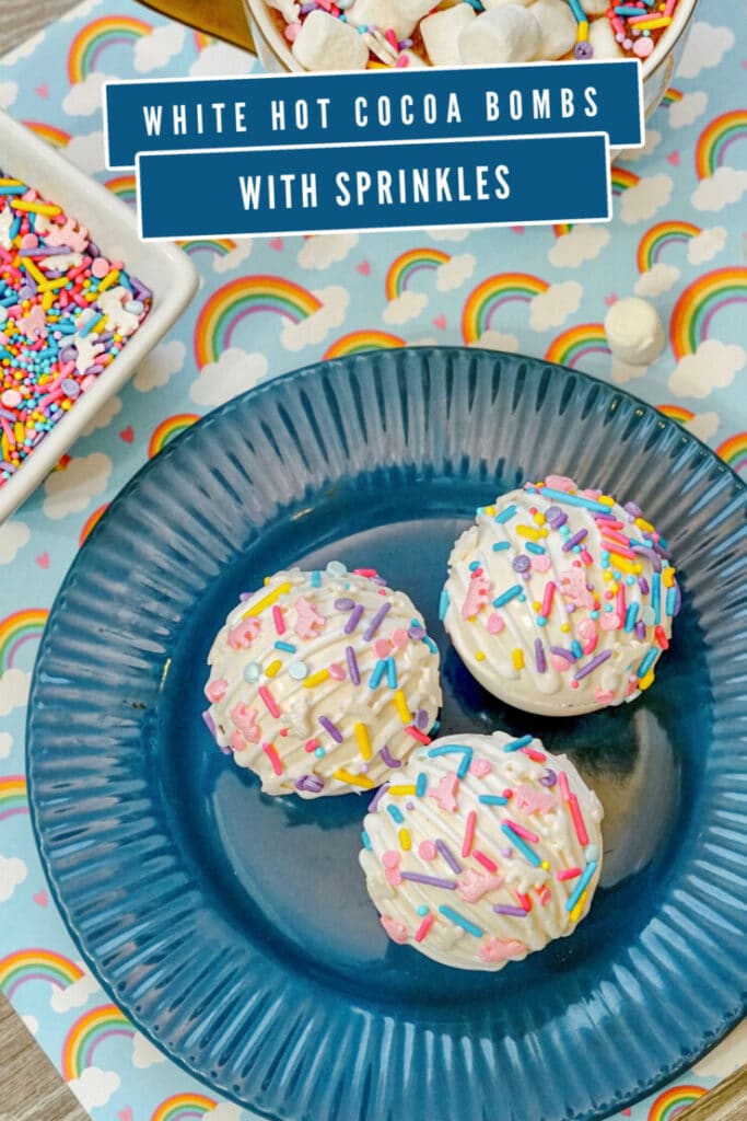 White Hot Chocolate Bombs with Sprinkles - Life Love Liz